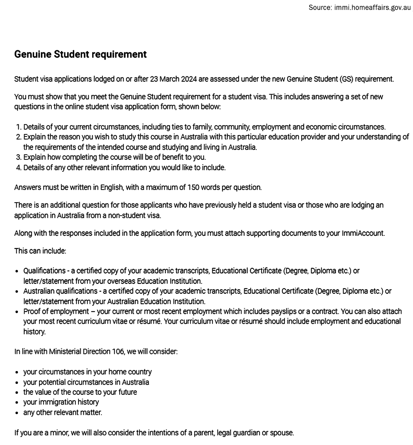 Genuine Student Requirement - New Student Visa Assessment