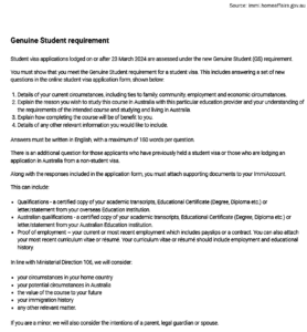 Genuine Student Requirement - New Student Visa Assessment